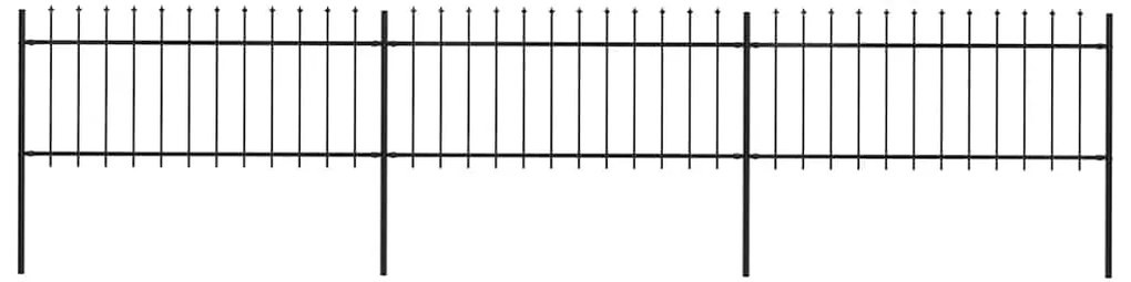 Zahradní plot s kopím nahoře ocelový 504 x 80 cm černý 277604