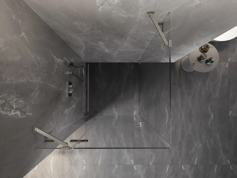 Mexen Lunar, výklopný sprchový kout levý 80 x 80 cm, 8mm čiré sklo, ocelový profil, 834-080-080-97-00-L