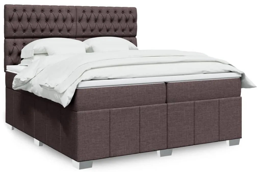 Box spring postel s matrací tmavě hnědá 200x200 cm textil