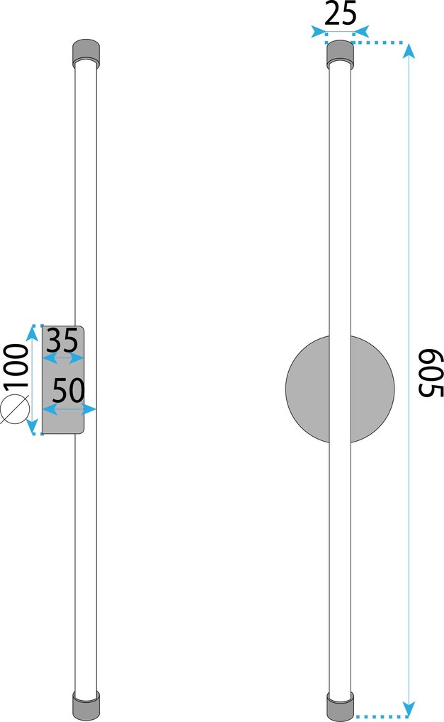 Toolight Toolight, LED nástěnné svítidlo 60cm, 12W, 3000K, LHJ069-W, černá matná, OSW-60037