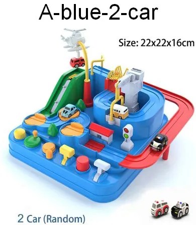 Vzdělávací dobrodružná autodráha Varianta: A-blue-2-car - 22x22x16 cm + 2 náhodná auta