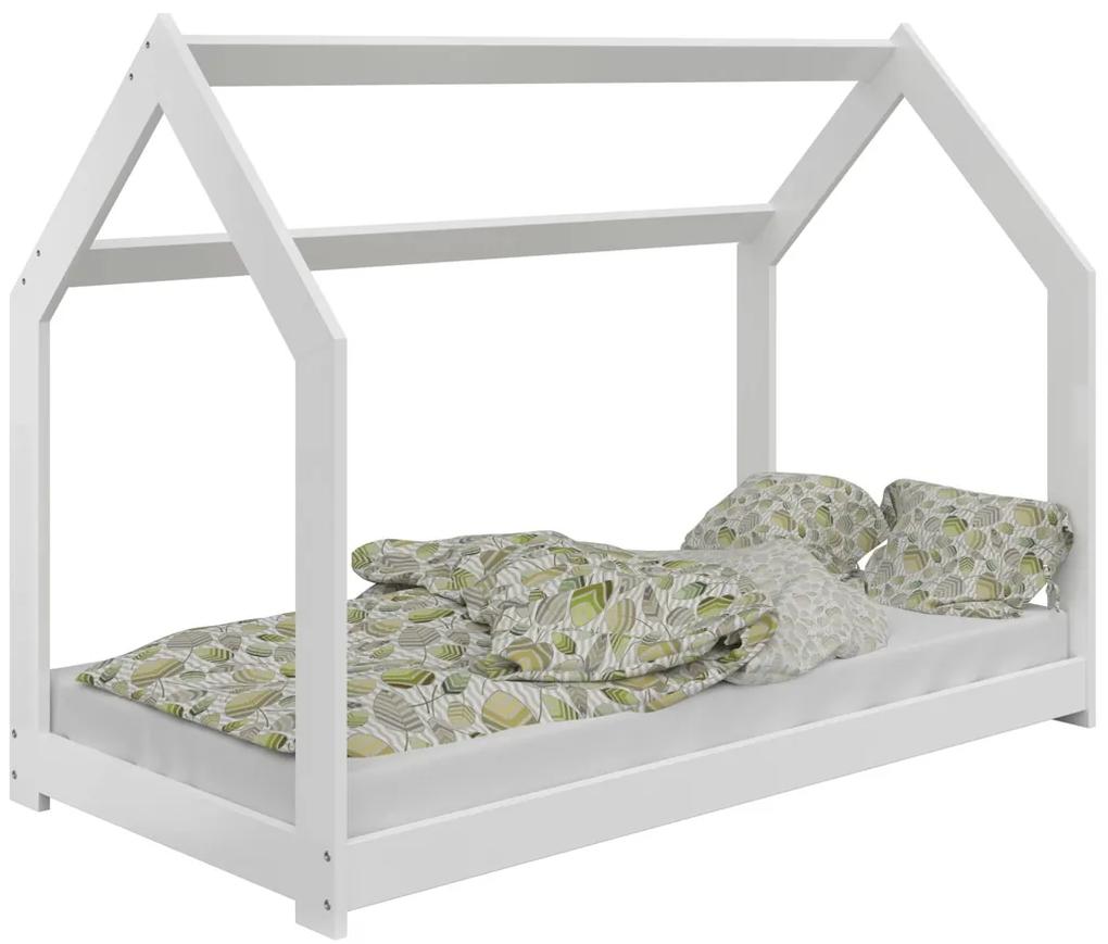 ImportWorld Dětská postel Domek 80x160 cm D2 + rošt a matrace ZDARMA - bílá