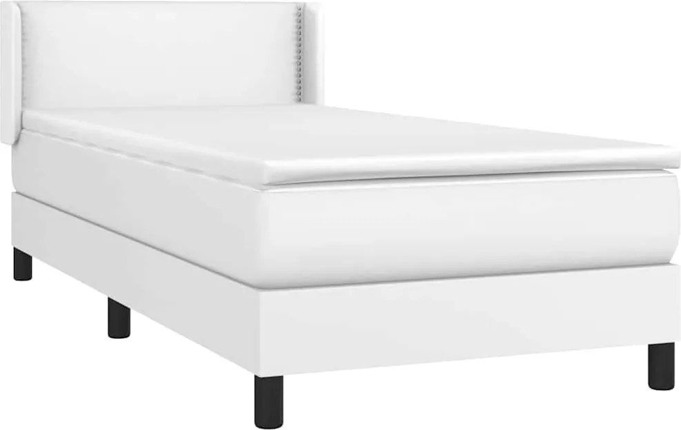 Box spring postel s matrací bílá 100x200 cm umělá kůže 3130704