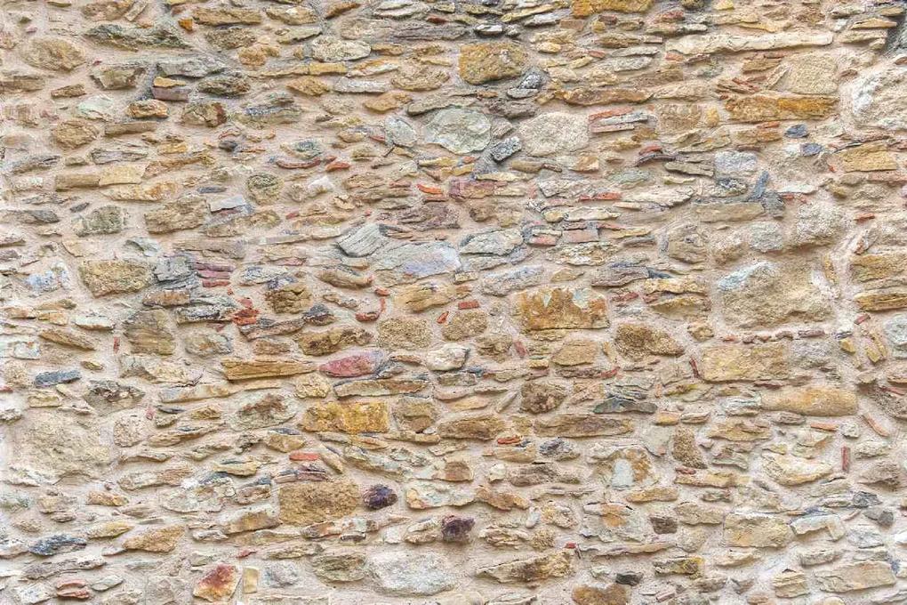 DIMEX | Samolepicí vliesová fototapeta na zeď Béžová kamenná zeď MA-5-2388 | 375 x 250 cm | béžová, žlutá, oranžová, hnědá