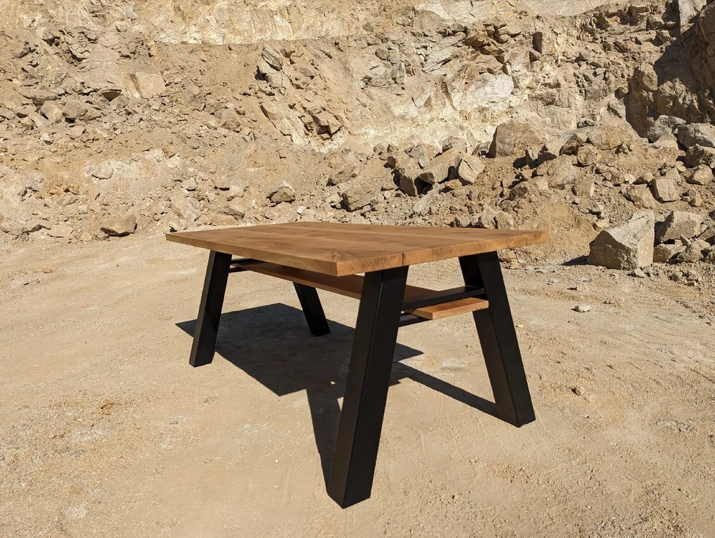 Jídelní stůl z dubového masivu Bridge v industriálním designu Velikost Desky: 2200x1000 (mm)
