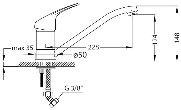 ALVEUS SETA259 - Kuchyňský dřez BASIC+dřezová baterie RIVIERA 14,8cm satin/chrom