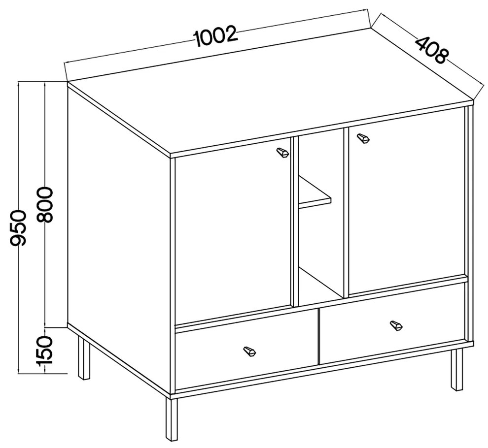 TOKYO 2 e | komoda 825 | 100,2 cm | eukalyptová/černá