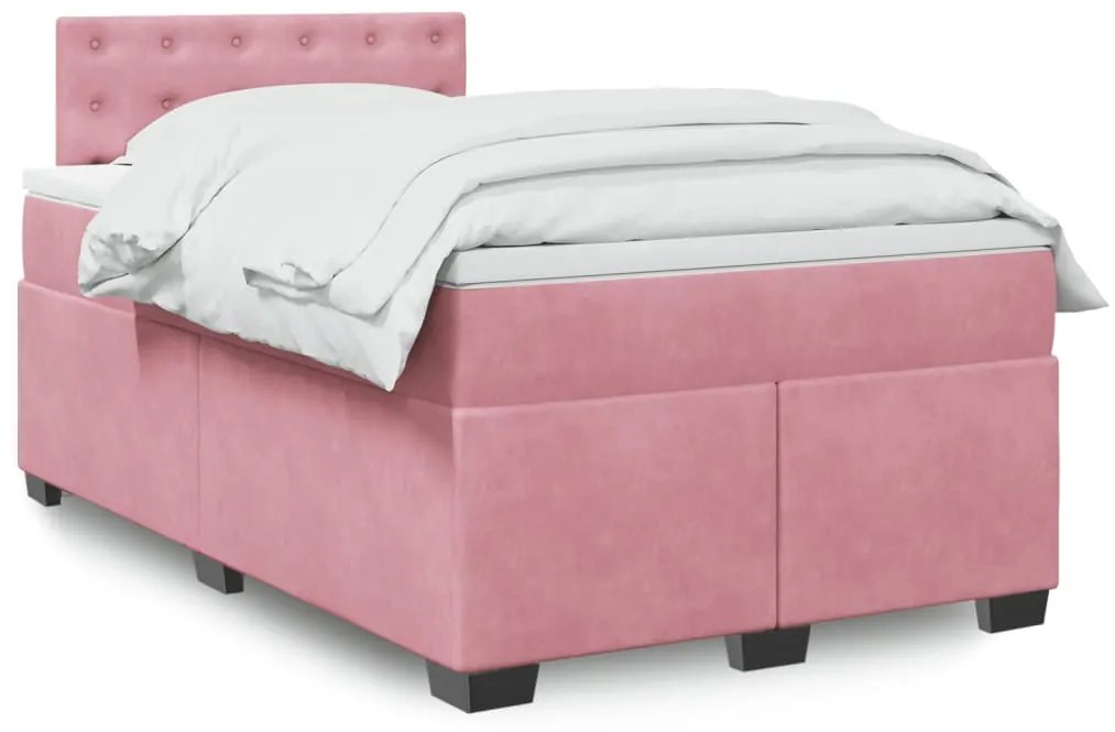 Box spring postel s matrací růžová 120 x 200 cm samet 3288599