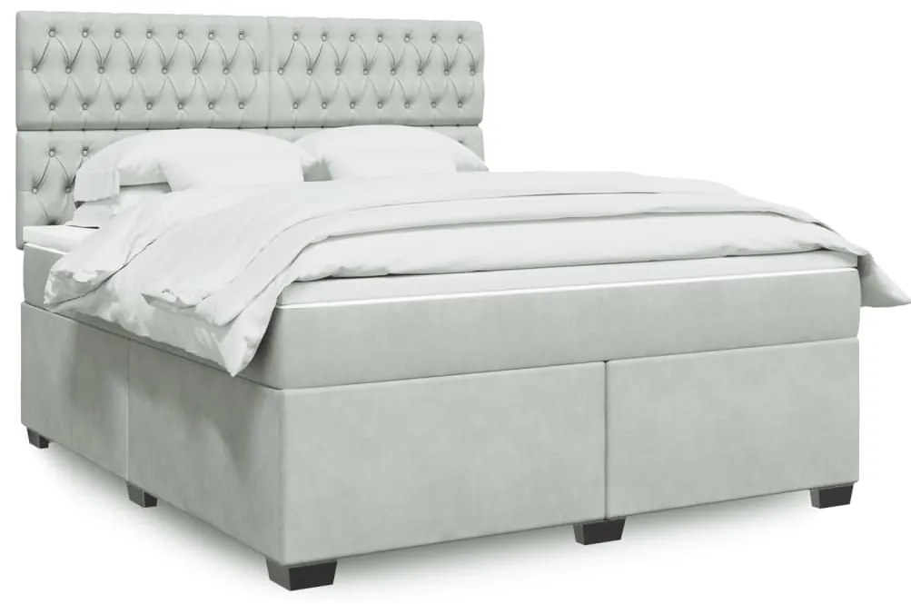 Box spring postel s matrací světle šedá 180x200 cm samet 3290984