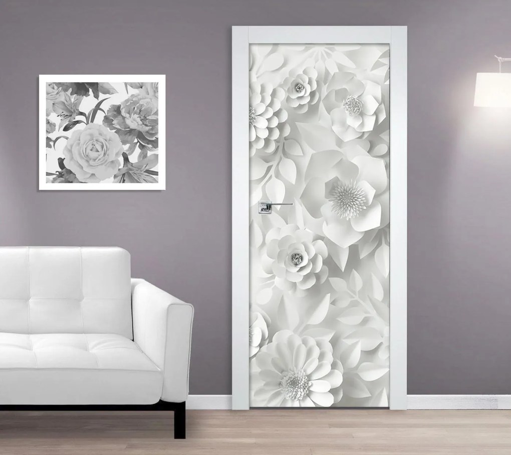Fotožaluzie -  Samolepící fototapeta na dveře 95x210cm - 3D květy