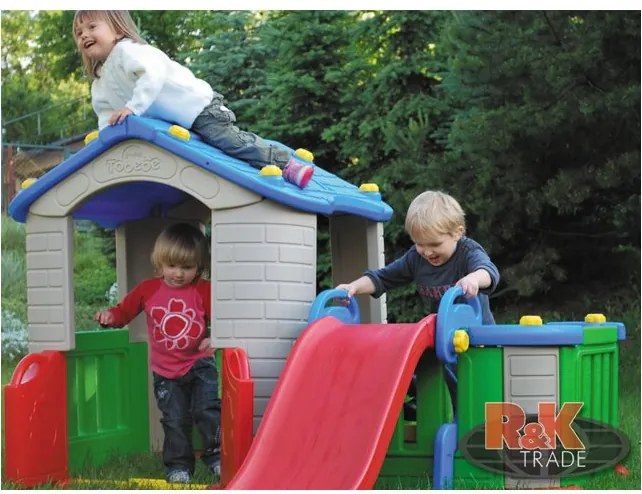 RkToys zahradní domeček + skluzavka