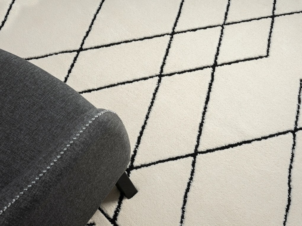 My Flair, Kusový koberec Moroccan Desert weiß/schwarz kruh, 190x190 (průměr) kruh, černobílá, ložnice