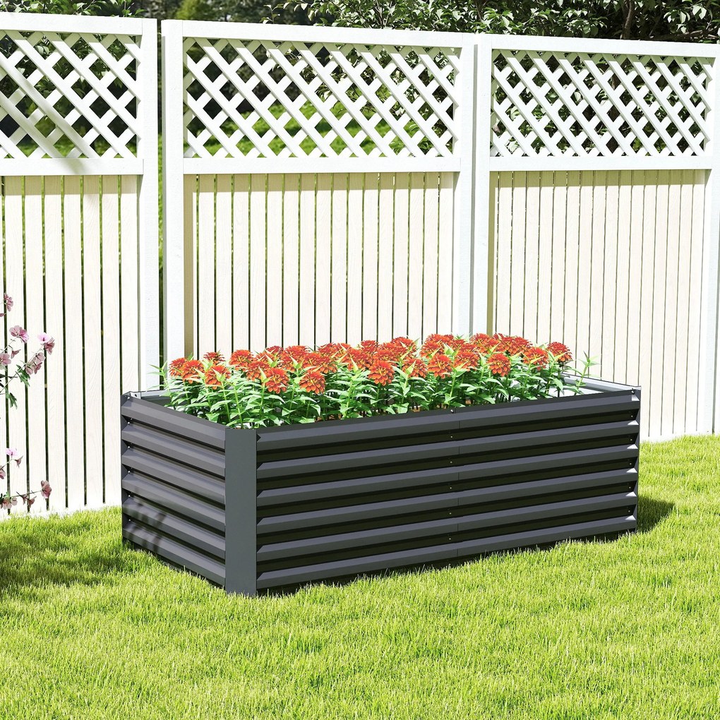 Outsunny pozinkovaný ocelový vyvýšený záhon 180 x 90 x 57,5 cm — hluboký květináč s výztužnými tyčemi a otevřeným dnem, odolný proti povětrnostním vl…