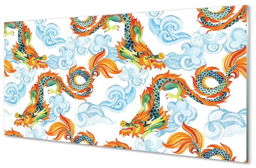 akrylový obraz Japonské barevné draky 125x50 cm