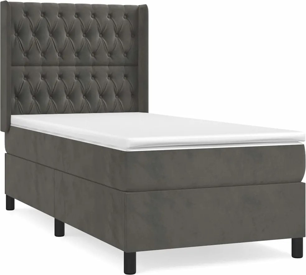 Box spring postel s matrací tmavě šedá 80 x 200 cm samet 3132826