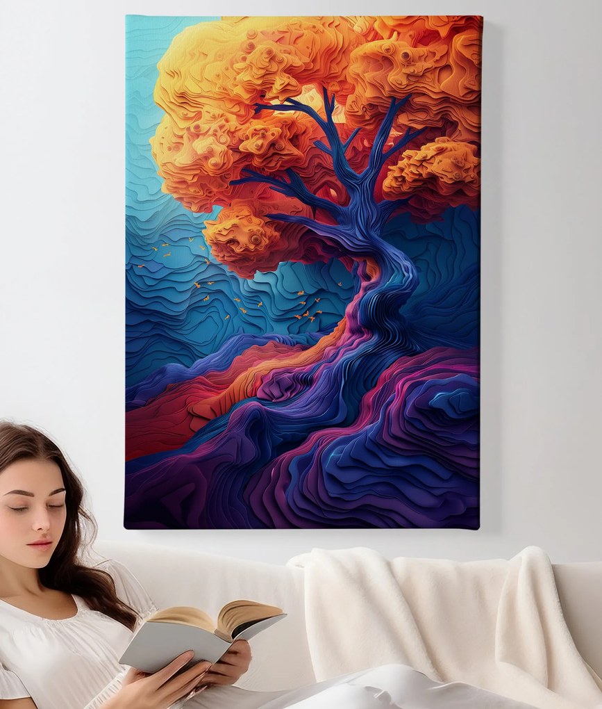 Obraz na plátně - Strom života Elixír barvotoku FeelHappy.cz Velikost obrazu: 60 x 90 cm