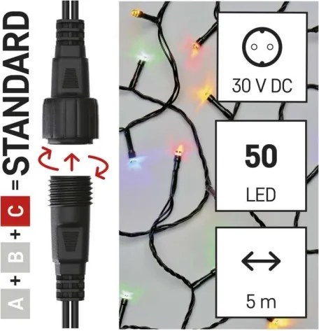 Propojovací vánoční řetěz bez zdroje EMOS Connecting D1AM02 ZY2176 50LED 5m multicolor