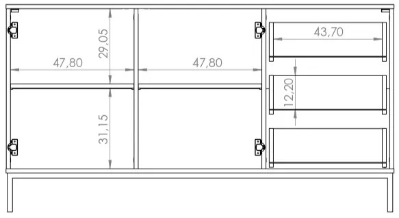 GAB Komoda PAULA K2D3SZ, Černý jasan 150 cm