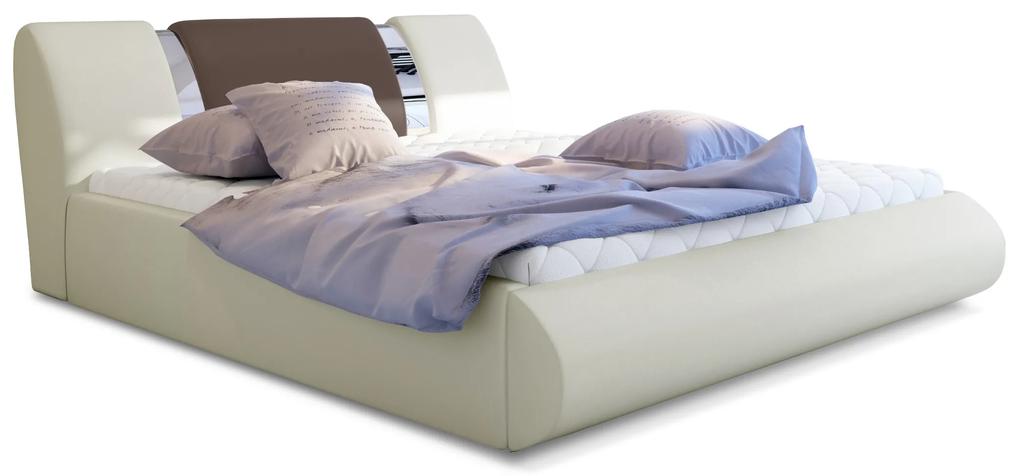 Manželská postel 160 cm Fabio (krémová + hnědá) (s roštem a úl. prostorem. 1041672