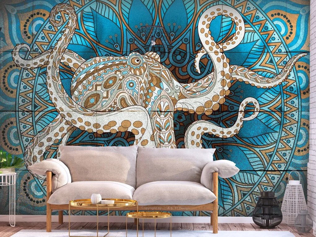 Samolepicí tapeta mandala s chobotnicí Velikost (šířka x výška): 147x105 cm