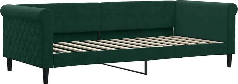 Válenda s přistýlkou a matracemi tmavě zelená 90 x 200 cm samet 3197797