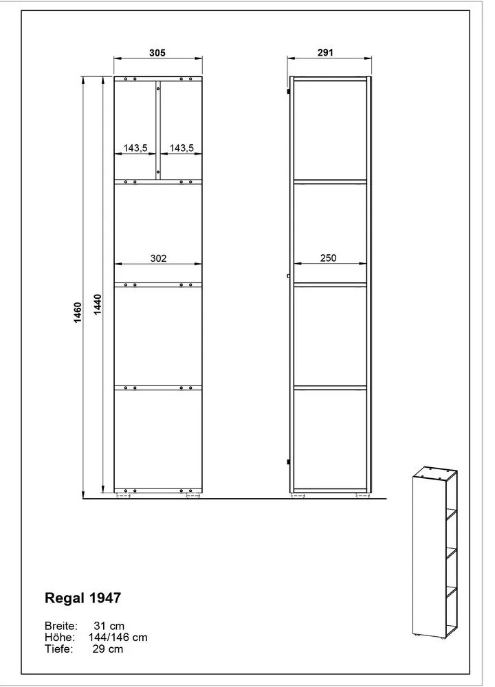 Antracitová koupelnová skříňka 31x144 cm Vasio – Germania