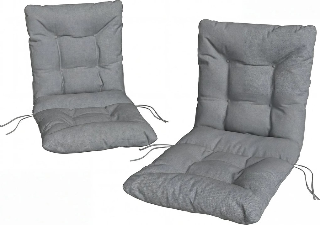 Outsunny 2 ks sedáků 120 × 50 × 8 cm — sedáky na židle s poutky, interiér/exteriér, světle šedé | Aosom