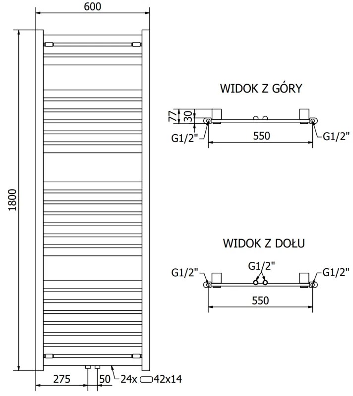 Mexen Uran koupelnový radiátor 1800 x 600 mm, 923 W, Bílá - W105-1800-600-00-20