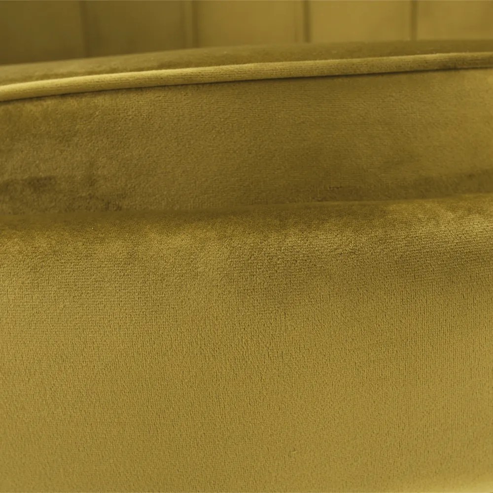Křeslo ve stylu Art-deco, hořčicová Velvet látka/gold chrom-zlatý, NOBLIN