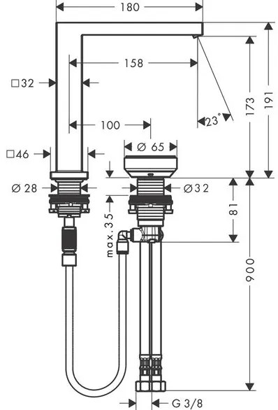 Hansgrohe Tecturis Dvouotvorová umyvadlová baterie, CoolStart, neuzavíratelná odtoková souprava, kartáč.bronz 73053140