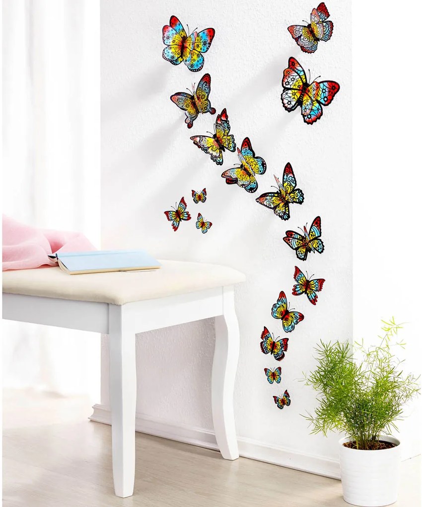 3D samolepky Motýli, 16 ks