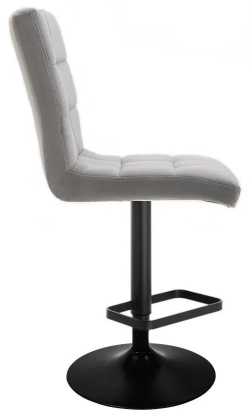 LuxuryForm DESIGN Barová židle TOLEDO VELUR na černé kulaté podstavě - světle šedá