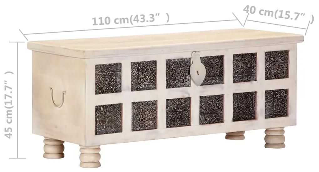 Úložný box bílý 110 x 40 x 45 cm masivní akáciové dřevo,  247670