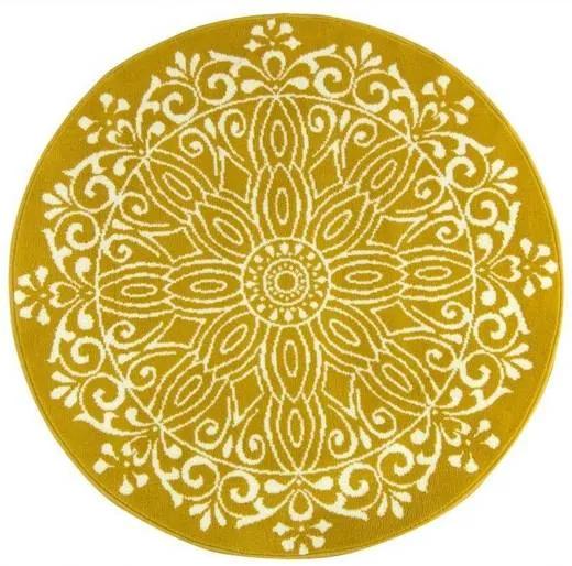Kulatý koberec LUNA 503788/89955 hořčicový žlutý Rozměr: průměr 120 cm