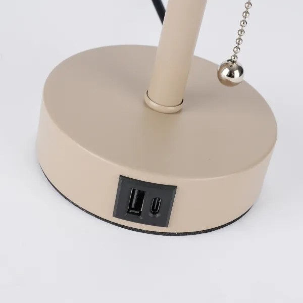 Brilagi - Stolní lampa s USB portem TABLON 1xE27/25W/230V béžová/bílá