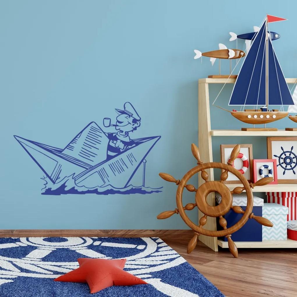 Jednobarevná vinylová samolepka na zeď - veselý námořník 30 x 20 cm Barva motivu 010 bílá Zrcadlově NE