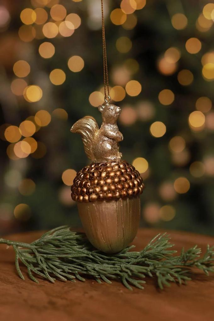LUX zlatá vánoční ozdoba veverka 9cm