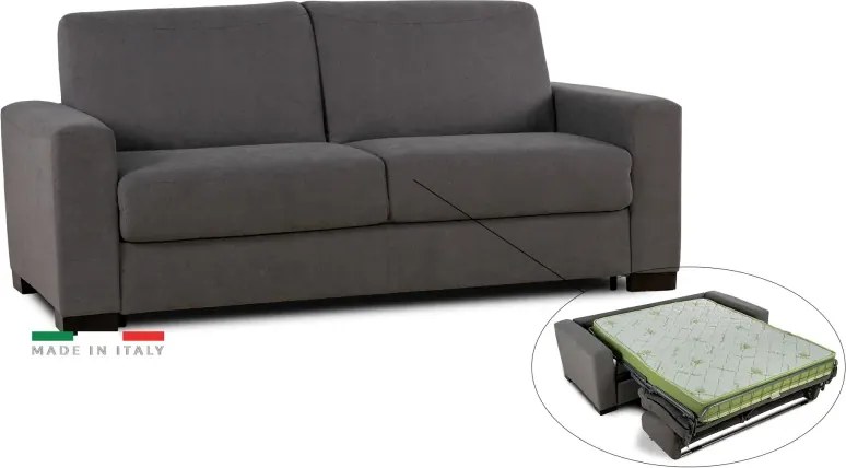 Pohovka JANIRA s rozkladem na každodenní spaní - matrace s Aloe vera, šedá (roma - 23 grigio)