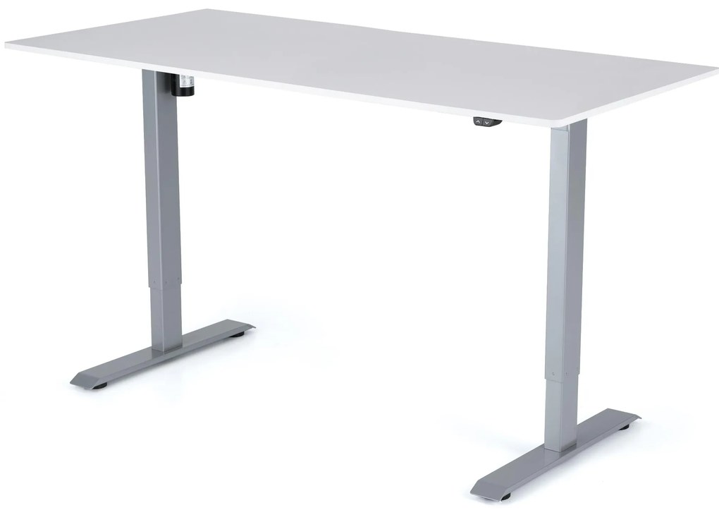 Výškově nastavitelný stůl Liftor 2segmentové nohy šedé,   bílá deska pro kancelářský výškově nastavitelný stůl 1600 x 800 x 18 mm bílá