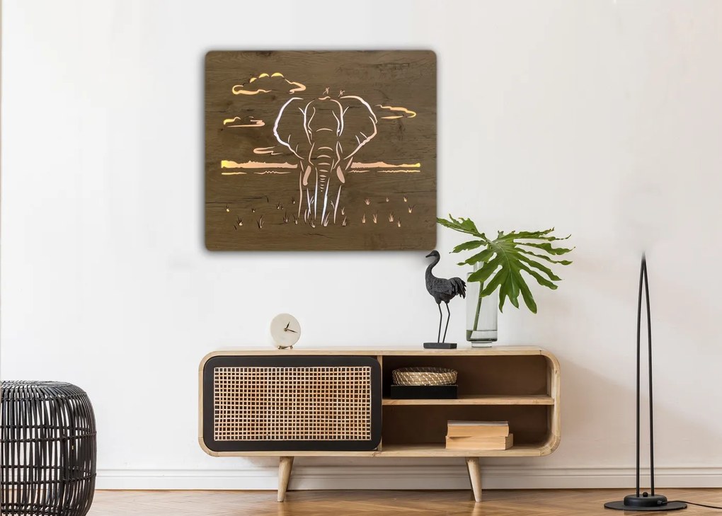 Li-Go "Slon" světelný obraz 230V 65x55cm provedení povrchu: dub světlý
