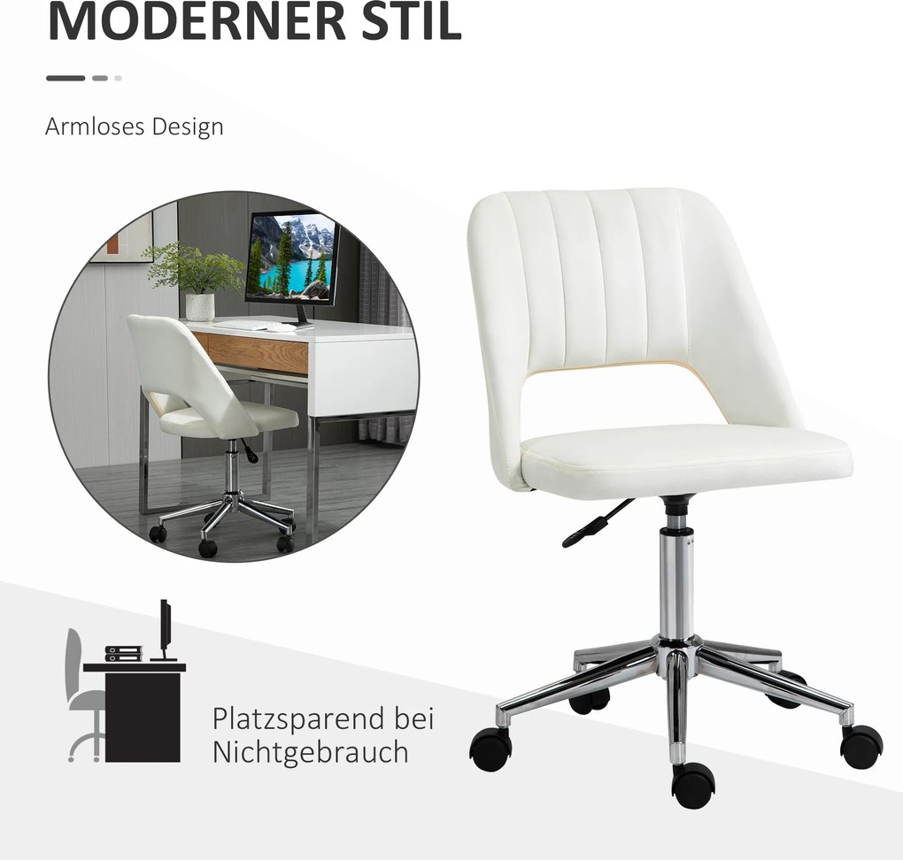 Otočná židle Vinsetto béžová, výškově nastavitelná kancelářská židle do obývacího pokoje a ke stolu, kompaktní, ergonomická a moderní | Aosom.de