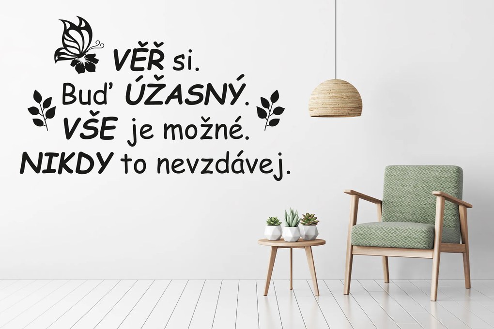 Lepy.cz Samolepka na zeď Buď úžasný Velikost (šířka x výška): 60x36cm, Barevná varianta: Ledová modrá