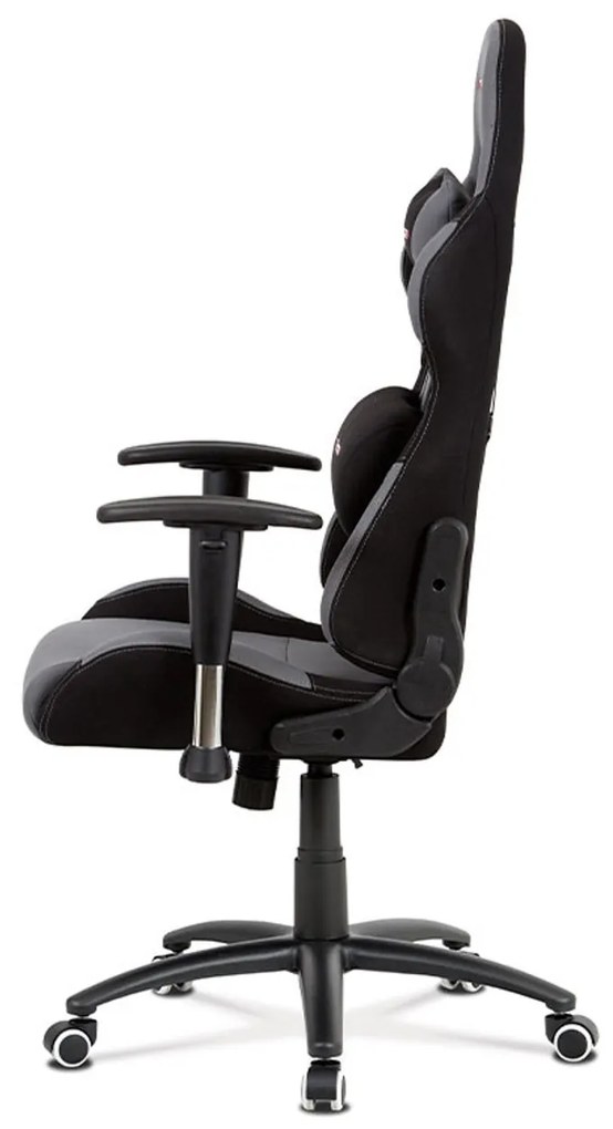 Kancelářská židle KA-F01 RACER GREY. houpací mech., šedá látka, kovový kříž