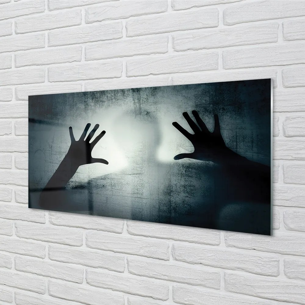 Obraz na skle Stín ruce a formy hlavy 120x60 cm