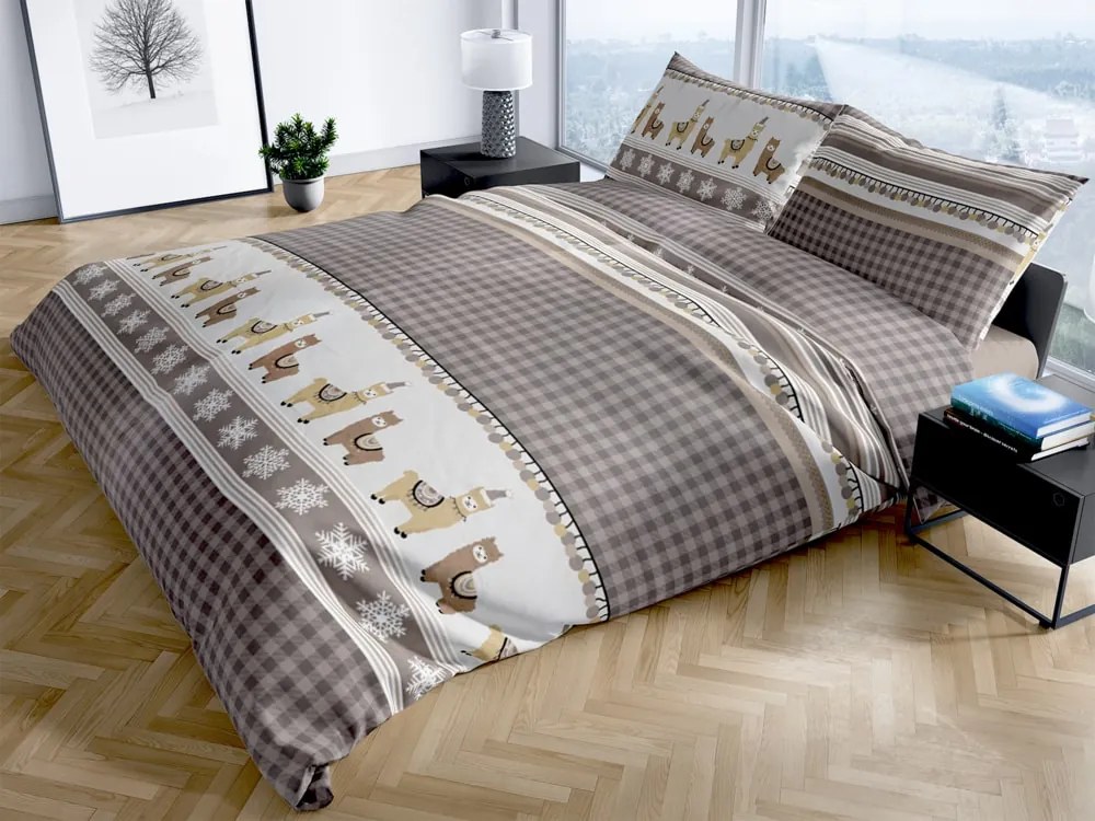 Bierbaum povlečení flanelové 3233 Winter Lama 140x200/70x90 cm