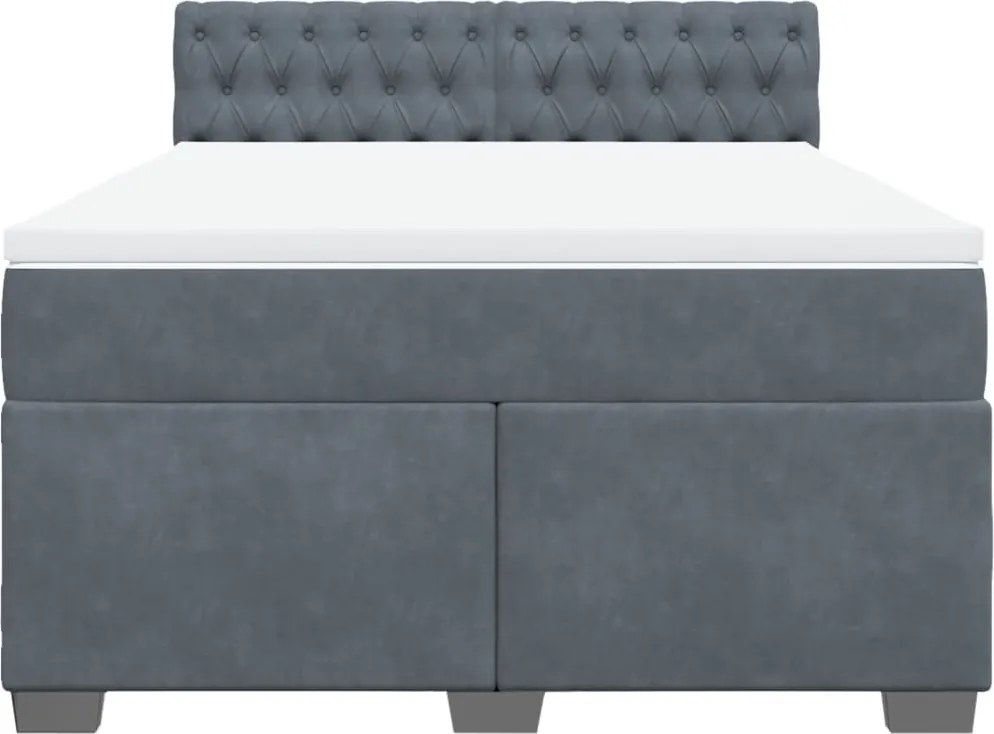 Box spring postel s matrací tmavě šedá 160x200 cm samet 3288661