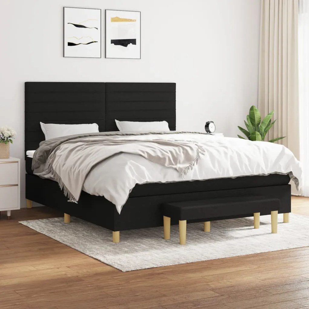 Box spring postel s matrací černá 180x200 cm textil 3137255