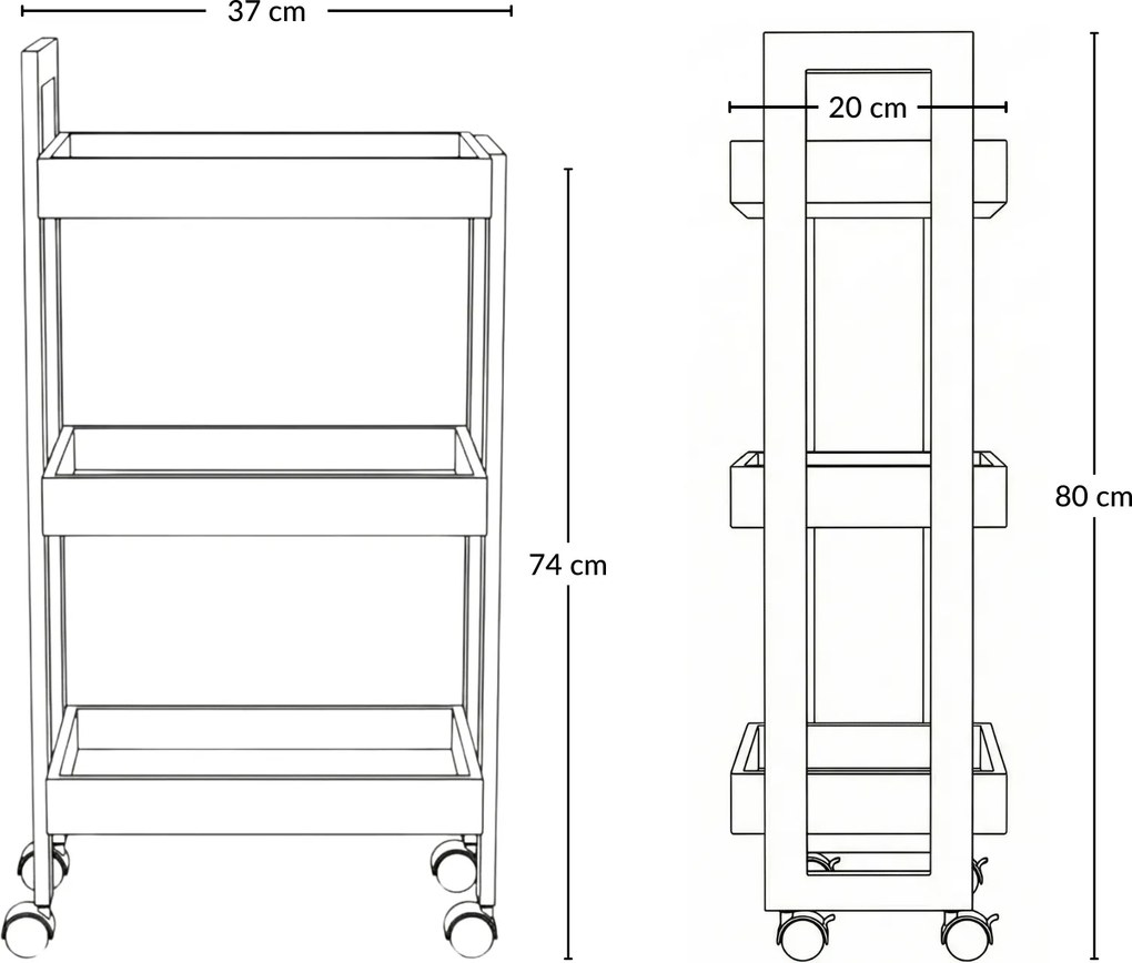 Úzký regál na kolečkách ASEM, 80 cm