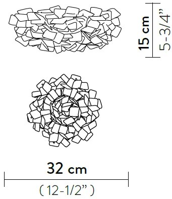 Slamp Clizia Fumé mini, stropní designové svítidlo, 2x6W E14, prům. 32cm
