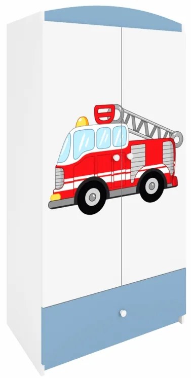 KOCOT KIDS Šatní skříň - BABYDREAMS, matná bílá/modrá, různé motivy na výběr Motiv: hasičské auto